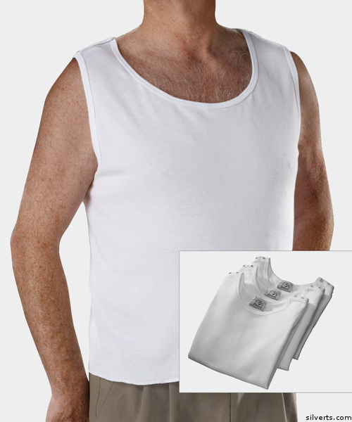 Men's Open Back Under Vests - 3 Pack Adaptive 28045 - Family Tree Clothing